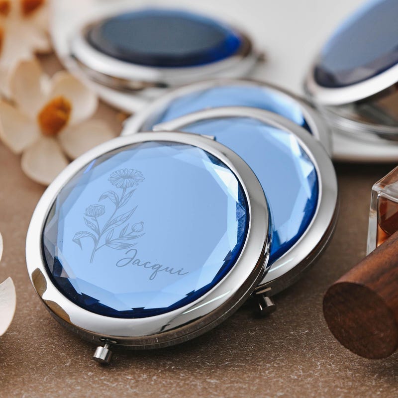Round Blue Mirror - Etsy