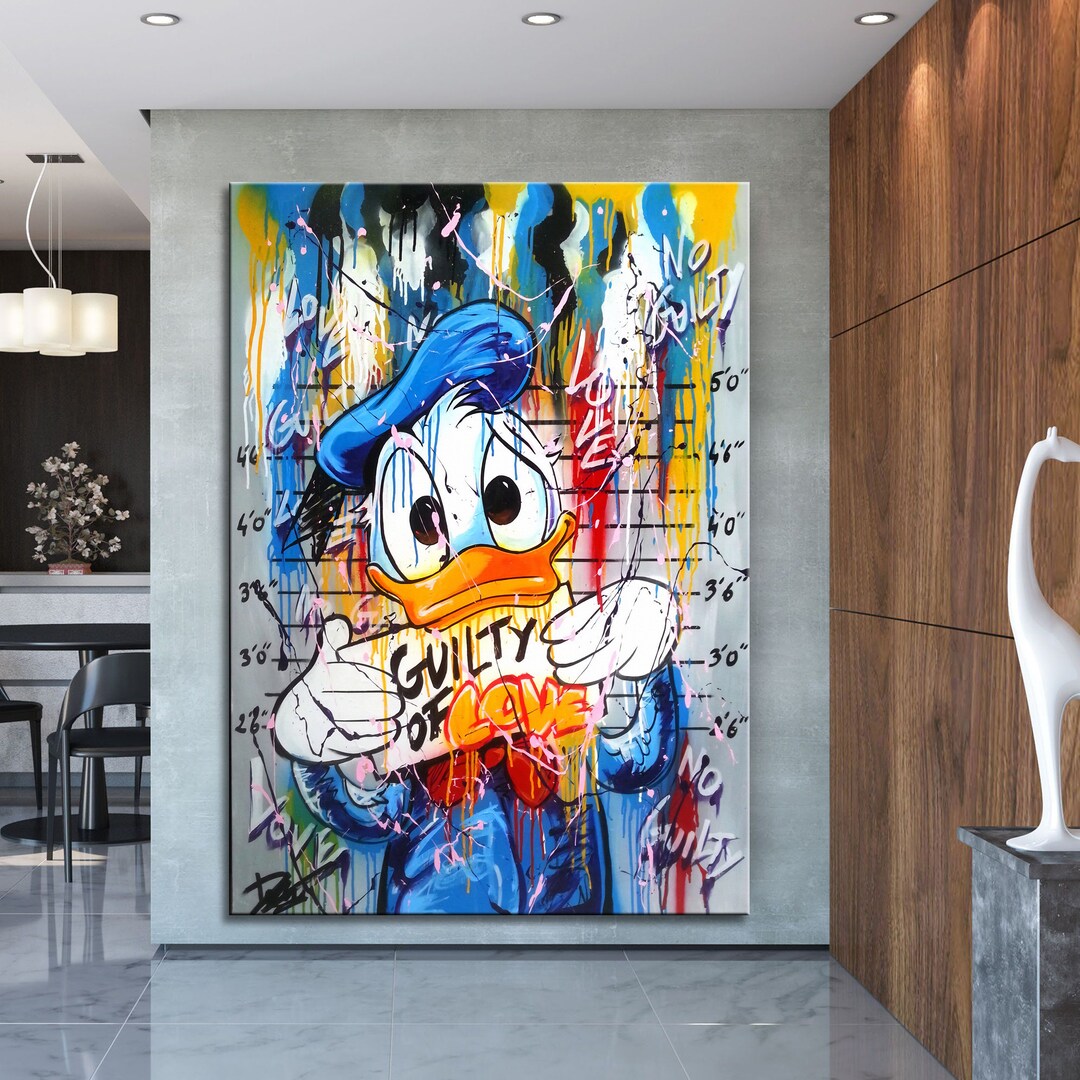 Donald Duck Graffiti Pop Art Canvas, Banksy Graffiti Wall Art, Donald ...