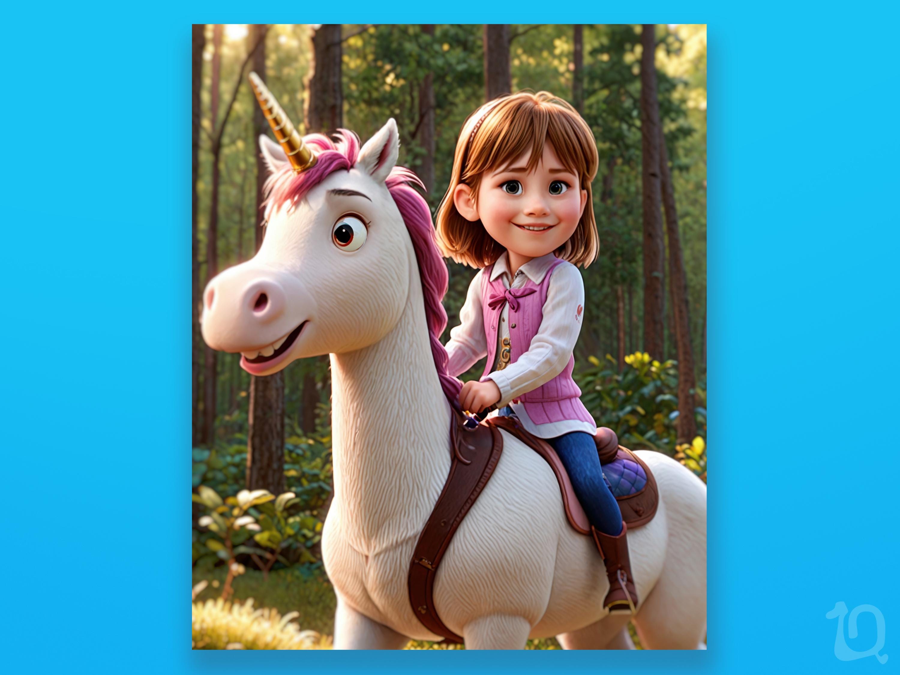 Custom Unicorn Portrait, Daughter Gift, Custom Annimation Style ...