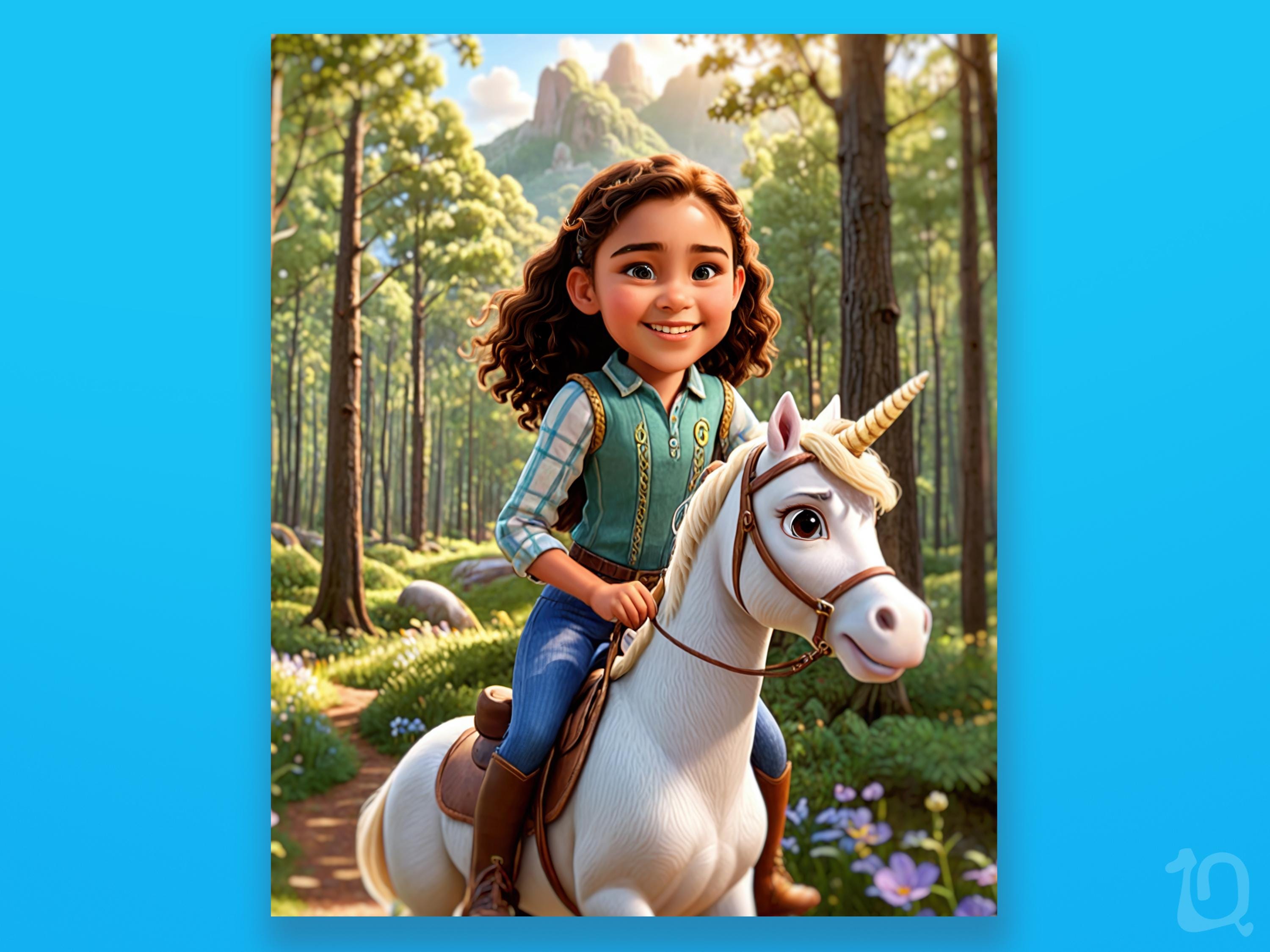 Custom Unicorn Portrait, Daughter Gift, Custom Annimation Style ...