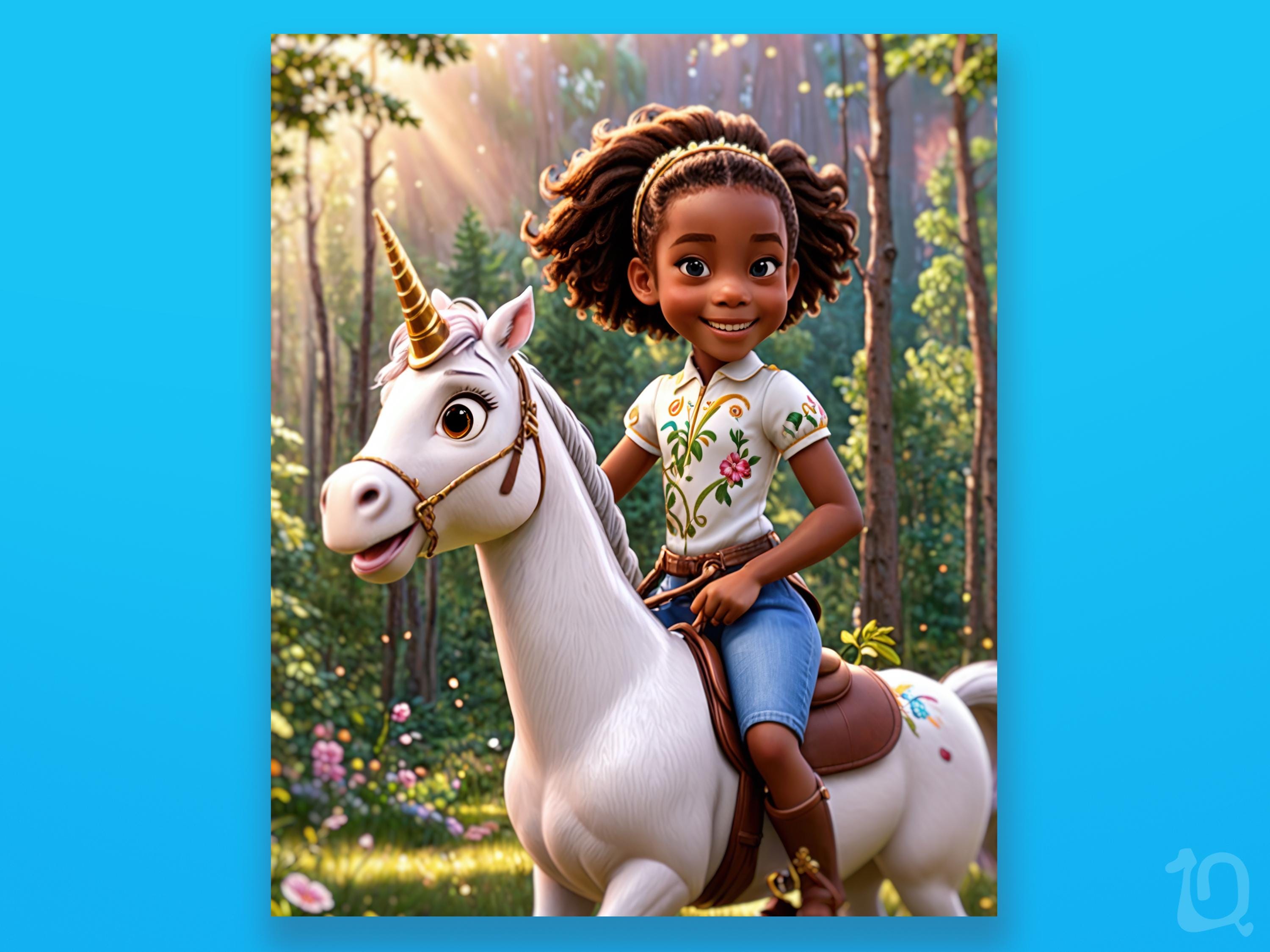 Custom Unicorn Portrait, Daughter Gift, Custom Annimation Style ...