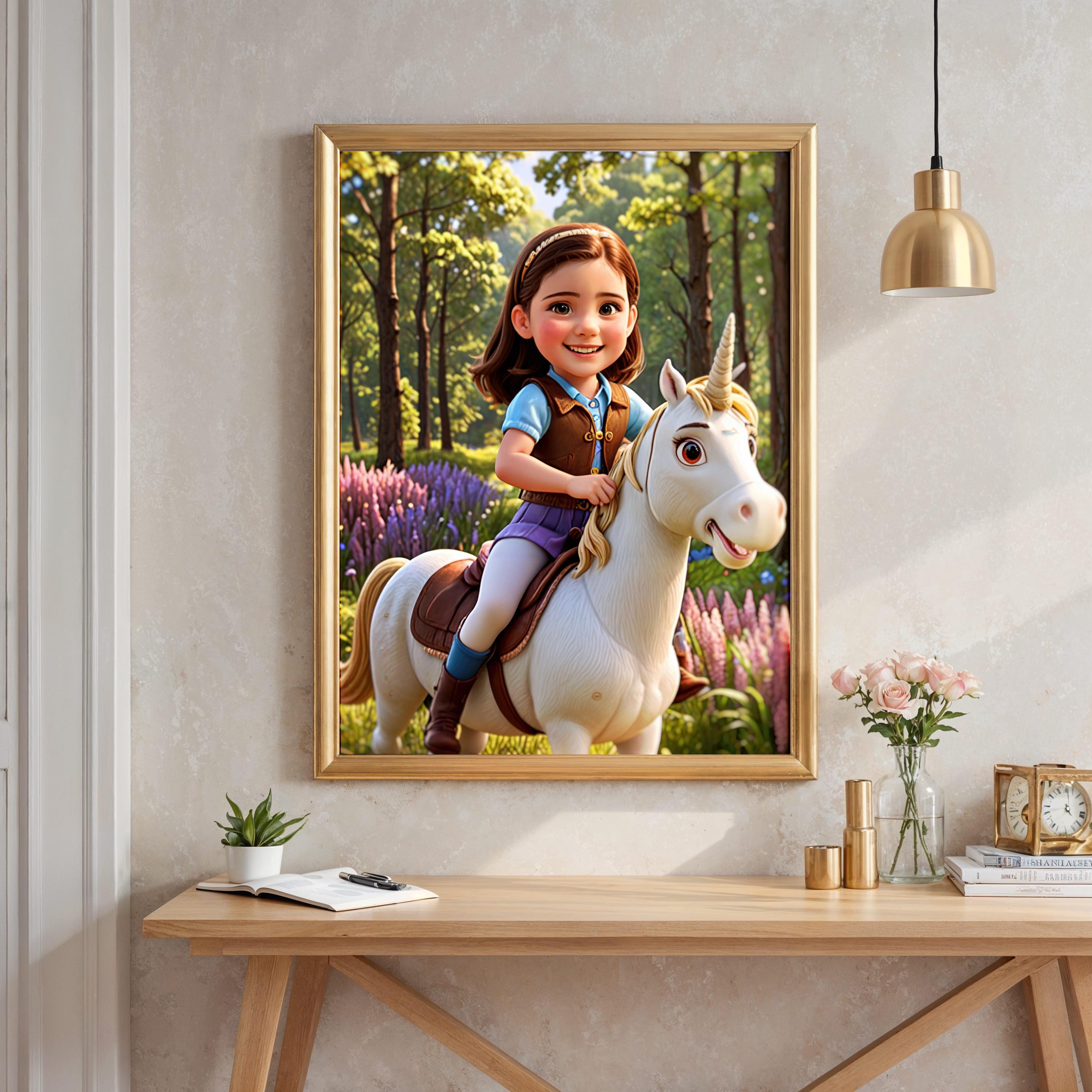 Custom Unicorn Portrait, Daughter Gift, Custom Annimation Style ...