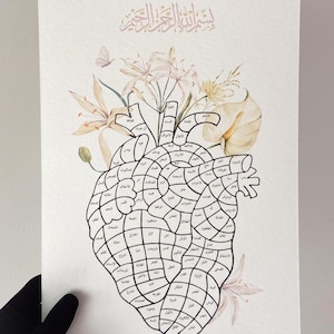 Quran Heart Print: Islamic Wall Art With Surah Names (PDF Download A4 ...