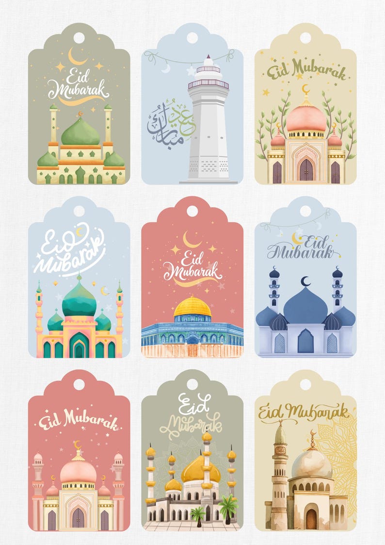 Eid Mubarak Gift Tags: Printable Islamic Cards (digital Download) - Etsy