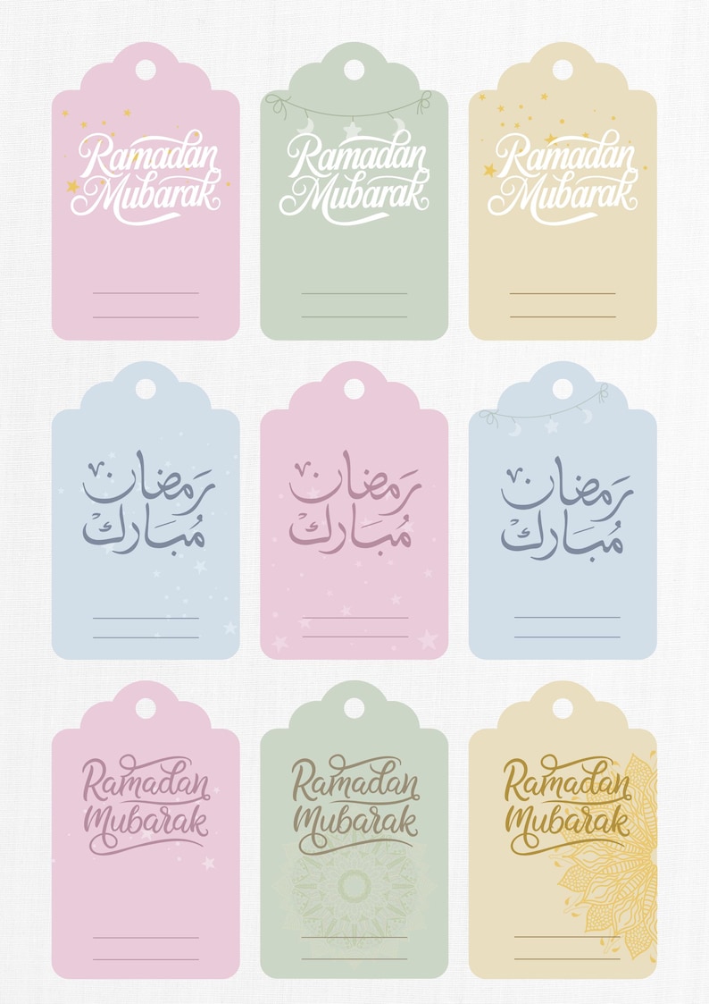 Ramadan Mubarak Gift Tags Printable, Islamic Ramadan Tags, Eid Gift ...
