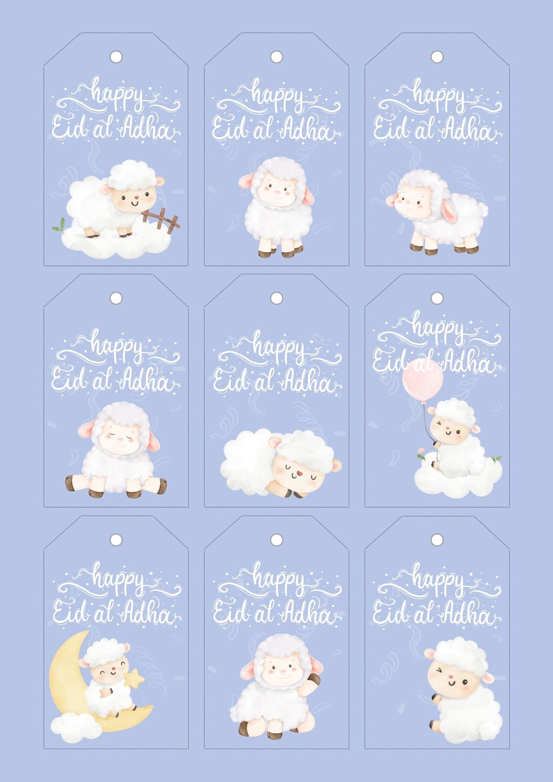 Eid Al Adha Mubarak Gift Tags Printable Set - Eid Gifts, Islamic Eid ...