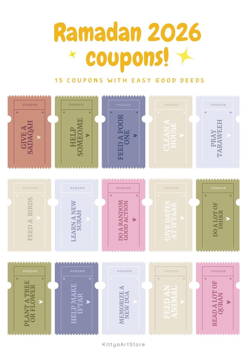 Ramadan 2026 Coupons Printable – Islamic Good Deeds Activities for Kids ...