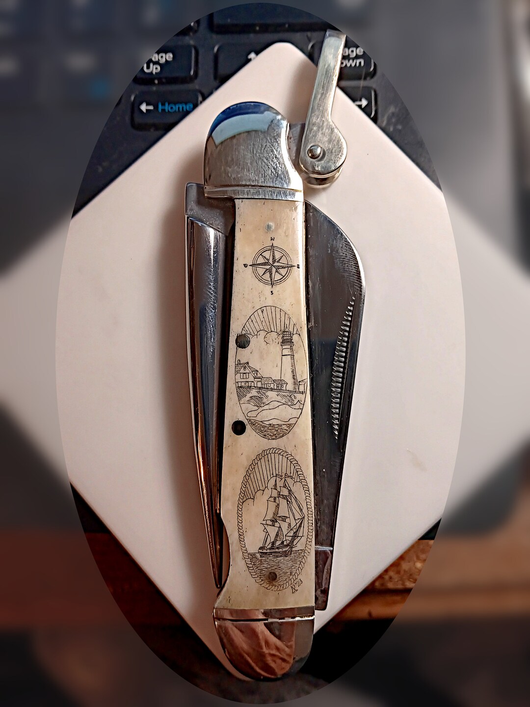 Personalized Scrimshaw Rigging Knife With Portland Head Lighthouse ...