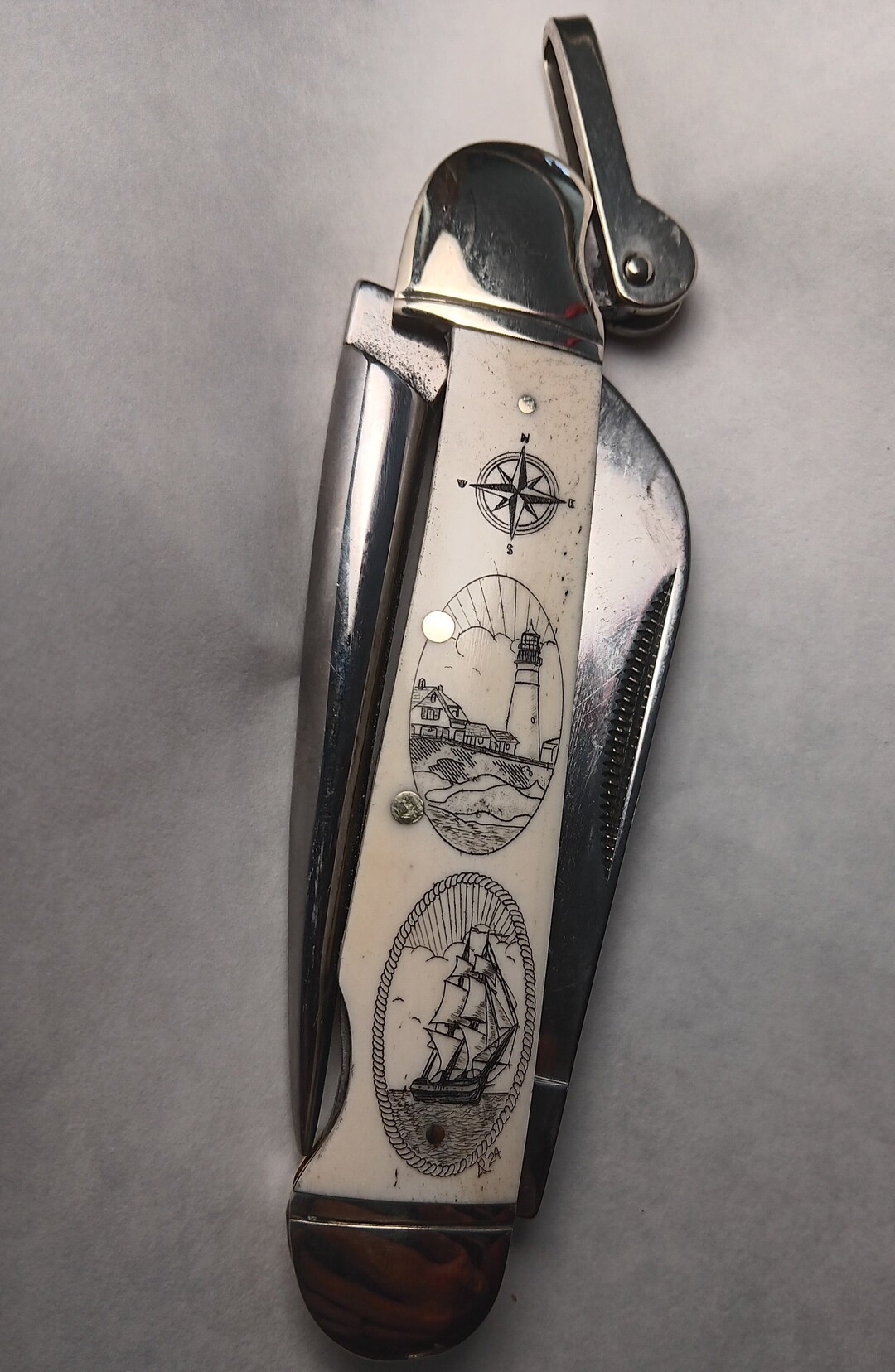 Personalized Scrimshaw Rigging Knife With Portland Head Lighthouse ...