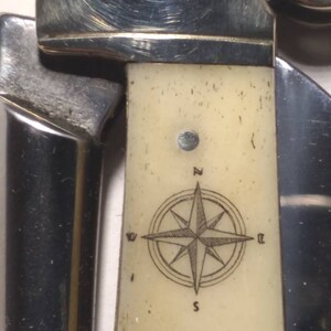 Scrimshaw Rigging Knife With Cape Neddick Lighthouse, Ship and Compass ...