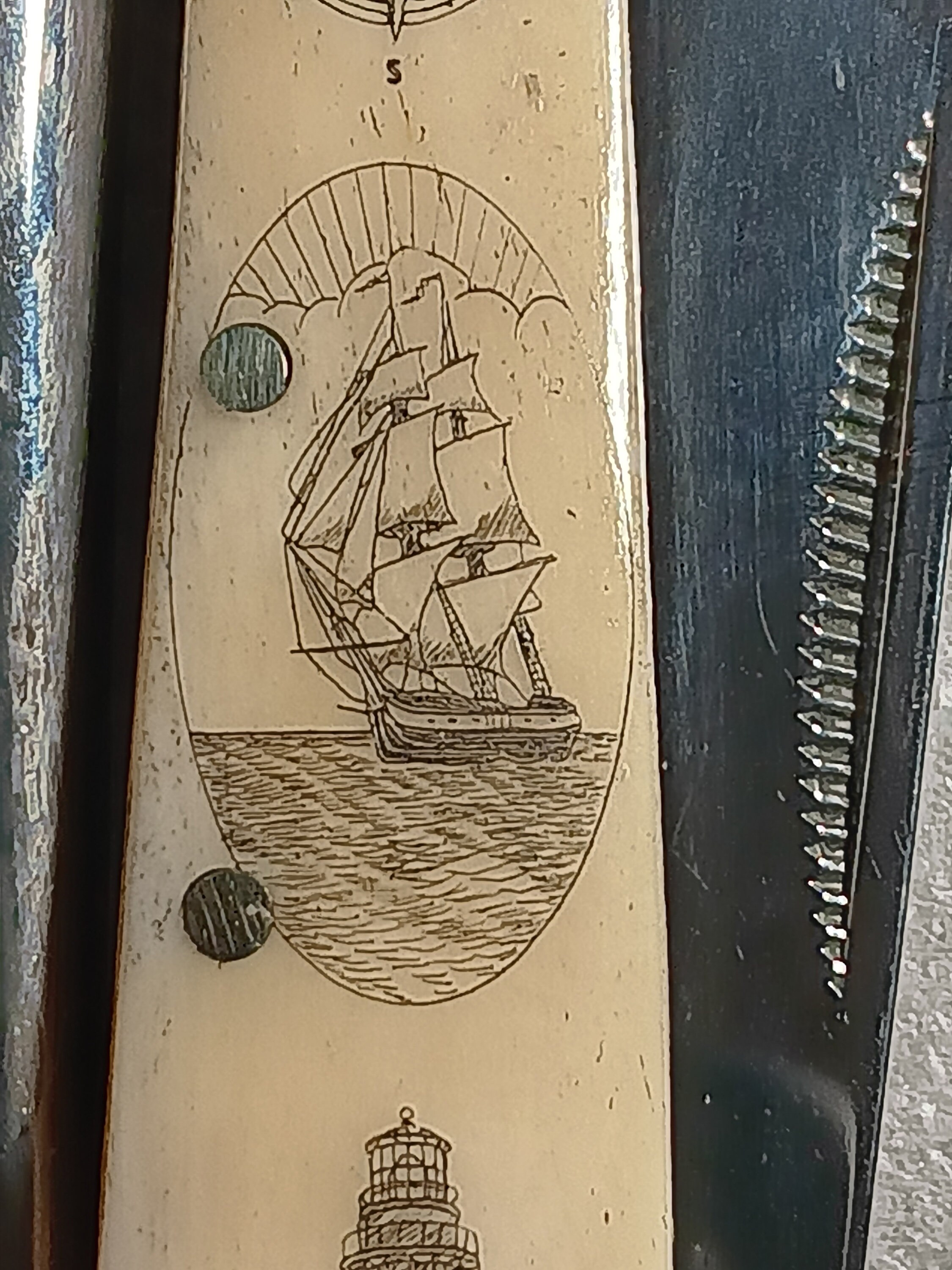 Personalized Scrimshaw Rigging Knife With Yaquina Lighthouse, Ship and ...