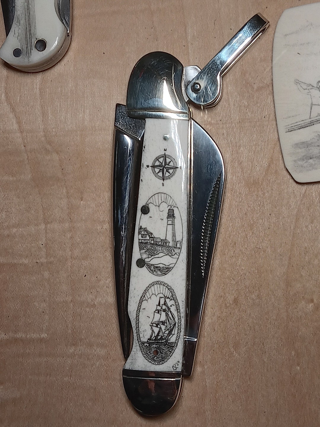 Personalized Scrimshaw Rigging Knife With Portland Head Lighthouse ...
