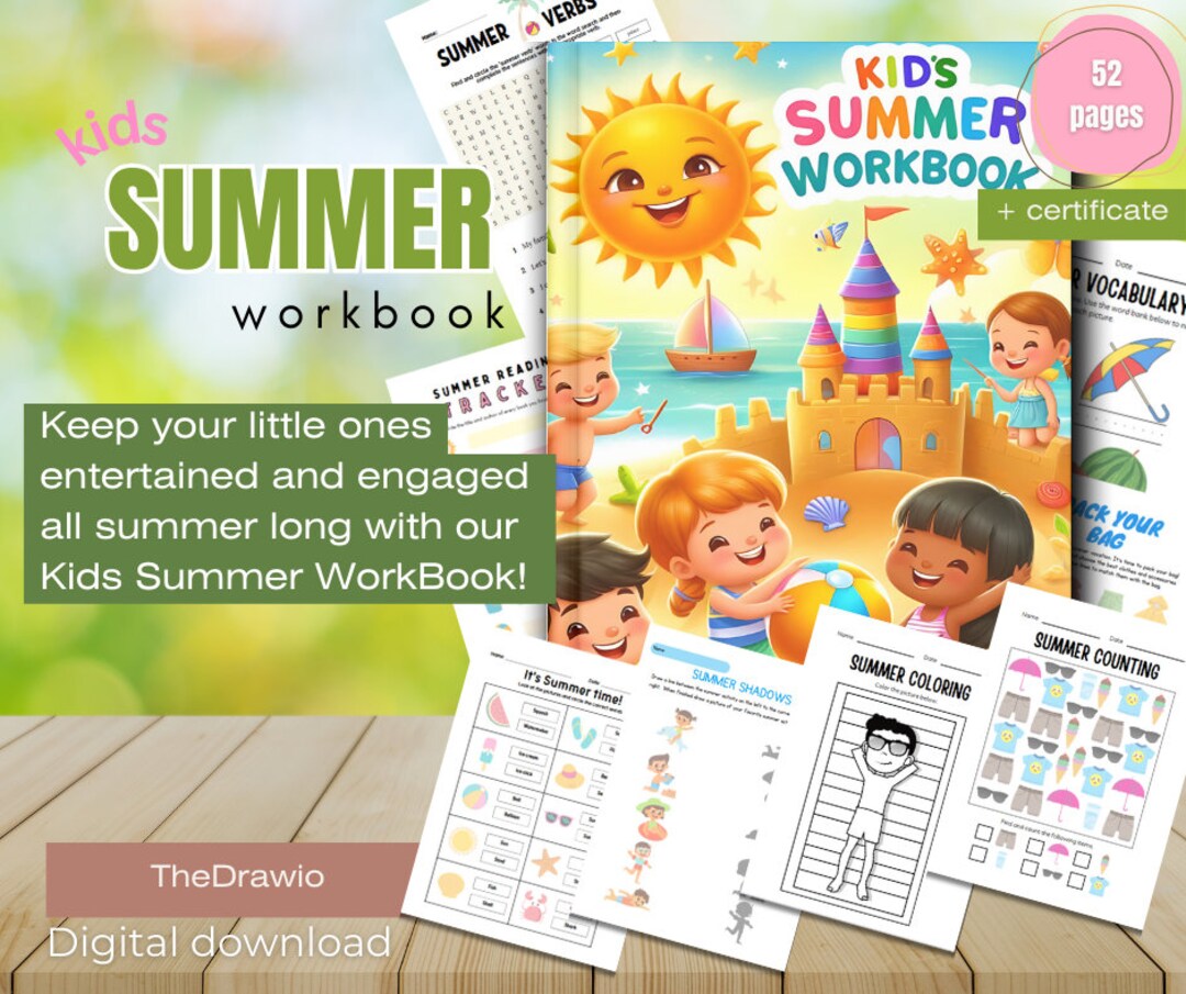 Kids Educational Summer Workbook 52 Pages of Fun Learning Activities ...