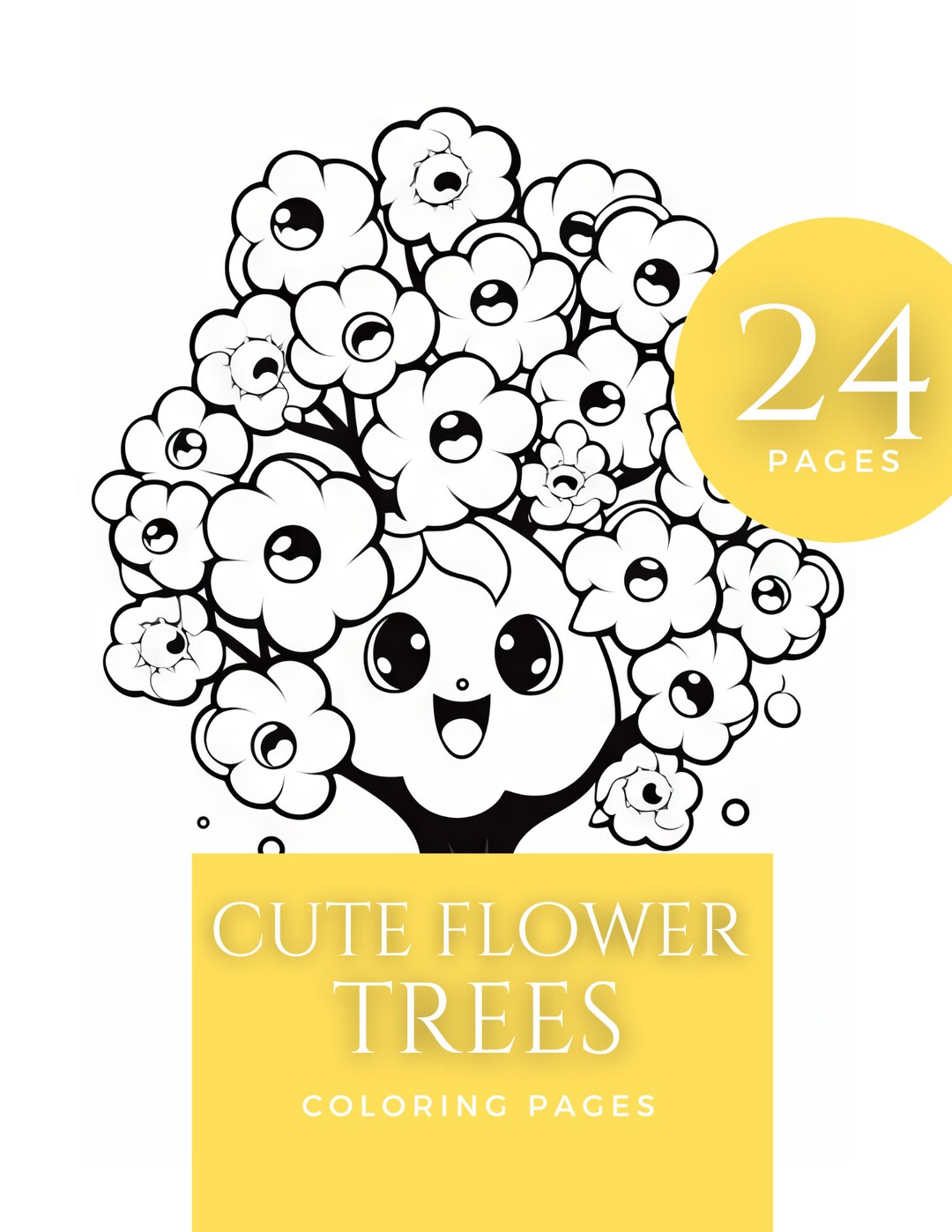 24 Fantasy Flower Tree Coloring Book Kids and Adult Coloring Pages ...