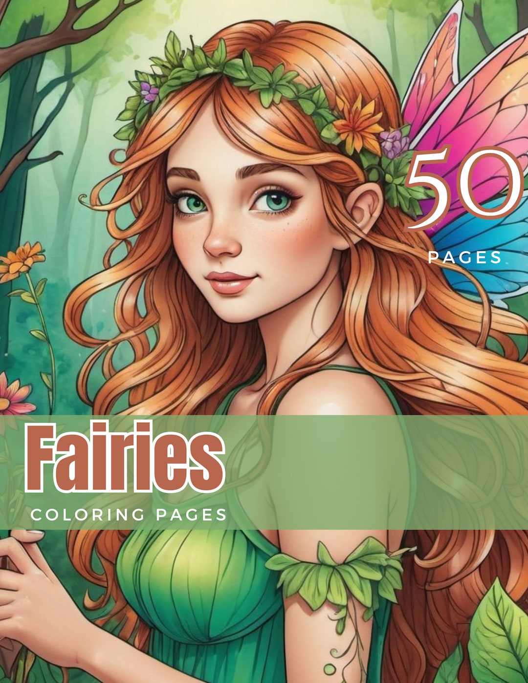 Beautiful 50 Fairy Coloring Book, Coloring Pages, Kids, Adults, Family ...