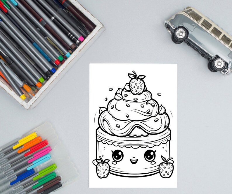 24 Pages Cute Sweet Treats Coloring Book, Digital Download, Kids ...