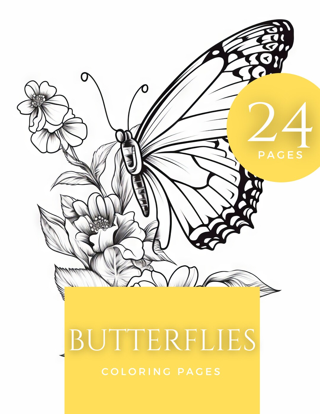 24 Butterfly Coloring Pages Adults Coloring Book, Kids Coloring Book ...