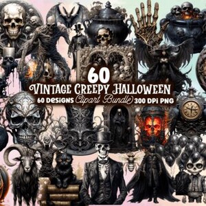 Vintage Creepy Halloween Clipart Bundle - Etsy