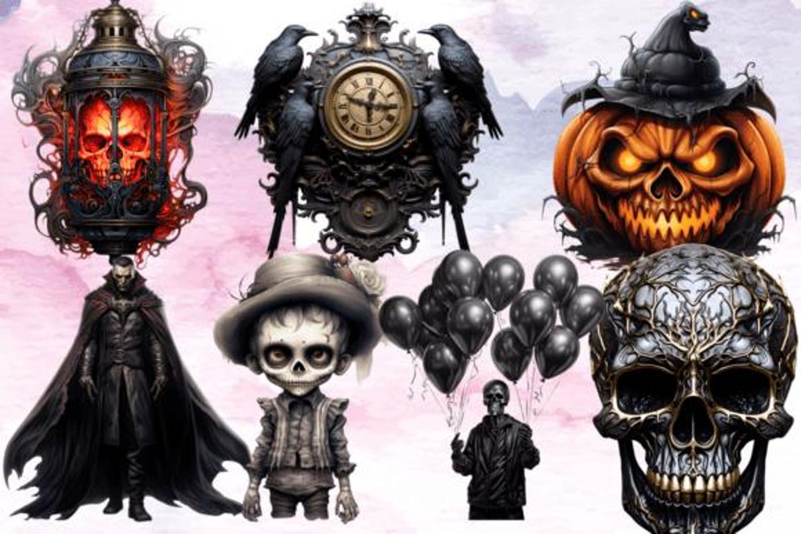 Vintage Creepy Halloween Clipart Bundle - Etsy