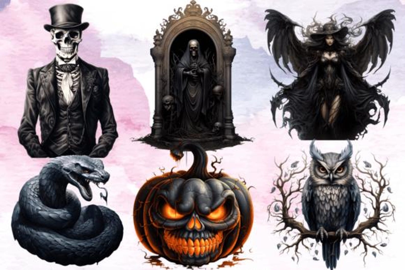 Vintage Creepy Halloween Clipart Bundle - Etsy