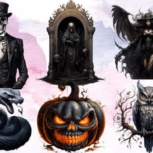 Vintage Creepy Halloween Clipart Bundle - Etsy