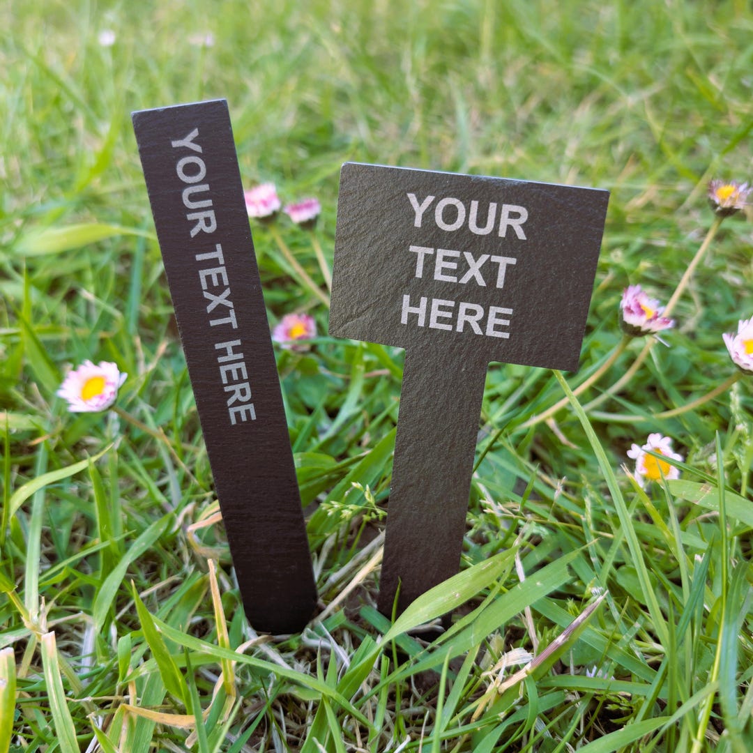 Personalised Engraved Slate Garden Sign Custom Text Herb Planter ...