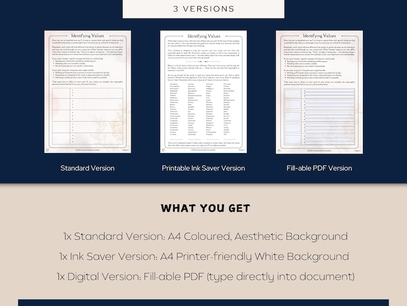 Identifying Your Values Worksheet – Self-reflection Tool for Clarity ...