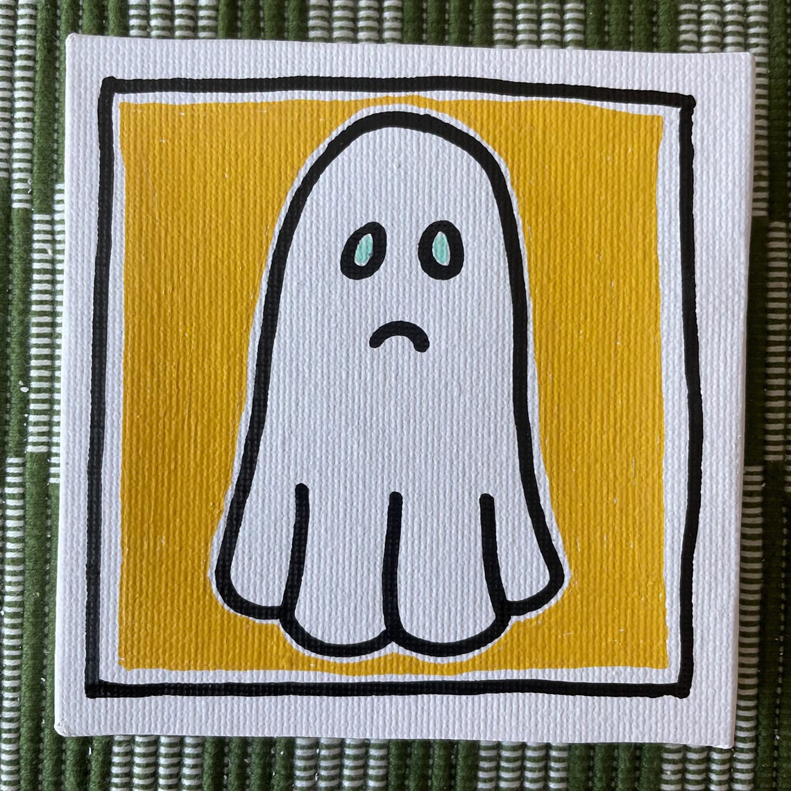 Little Painting of a Sad Ghost Paint Markers on 4x4” Canvas - Etsy