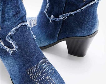 Denim Dreams in Every Step – Handmade Women’s Boots From Vintage Jeans ...