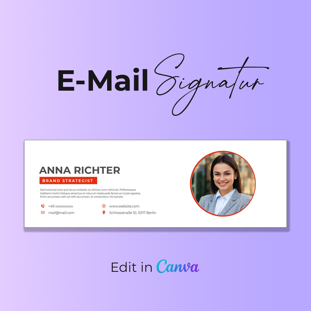 Email Signature Template Canva Editable Email Signature Template Gmail ...