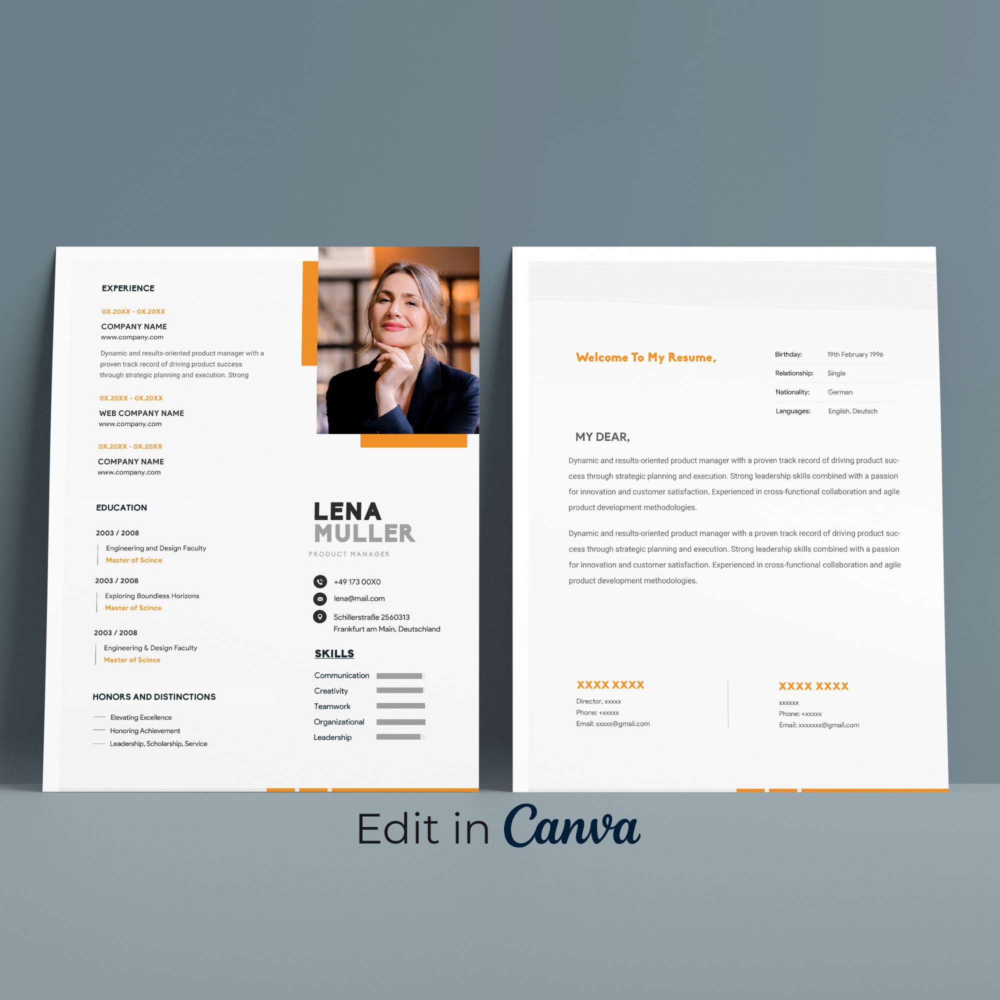 Resume Template Canva, Professional Resume Template, Cv Template ...