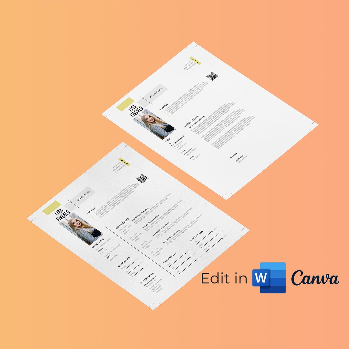 Editable Modern Cv Template for Word, Resume Template, Modern Resume ...