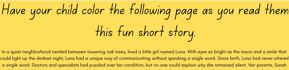 Short Story and Coloring Activity Sheet - Etsy