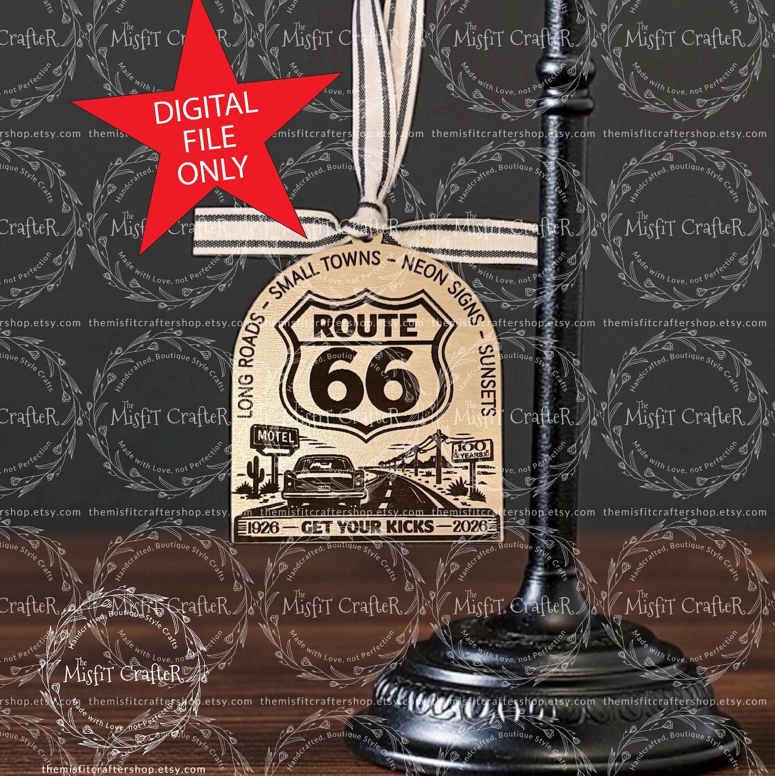 DIGITAL FILE - Route 66 Celebration 100 Years Ornament / Car Charm ...