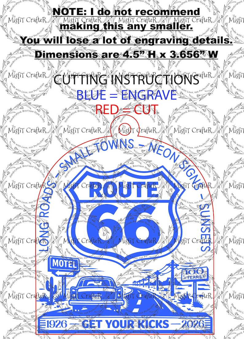 DIGITAL FILE - Route 66 Celebration 100 Years Ornament / Car Charm ...