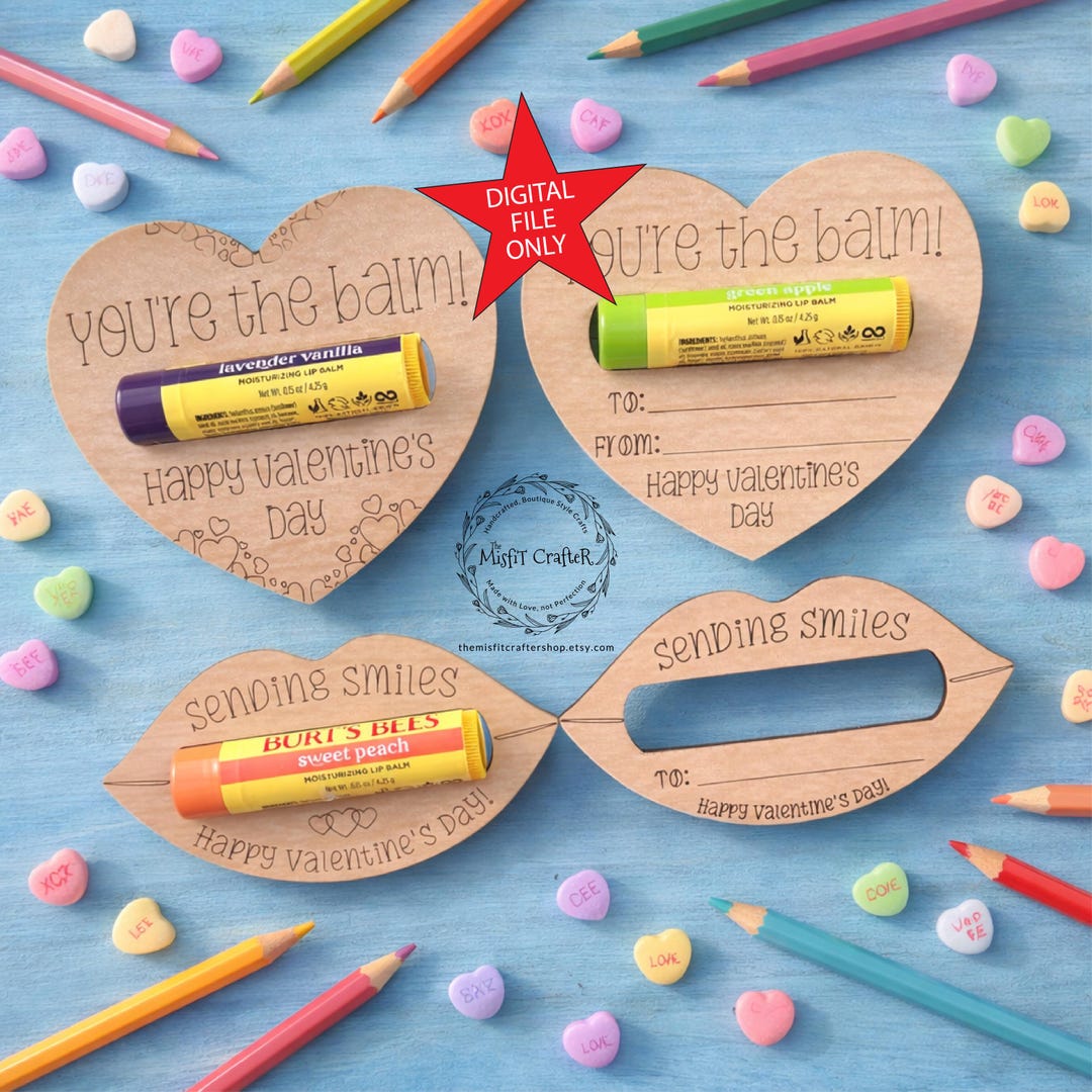 DIGITAL FILE - Valentine's Day Lip Balm Holder SVG File – Laser Cut ...