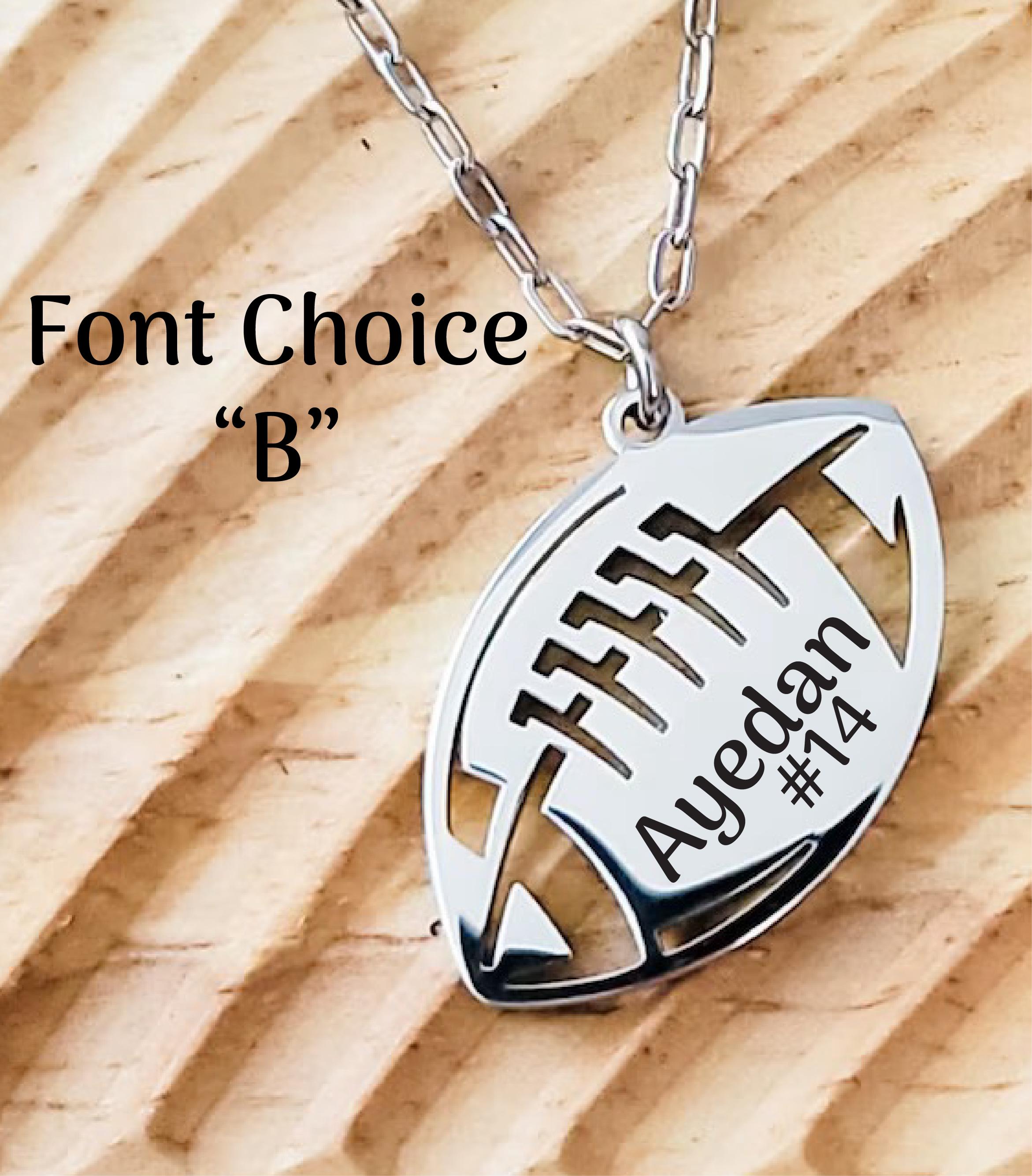 PERSONALIZED Football Necklace, Stainless Steel, Laser Engraved, Sports ...