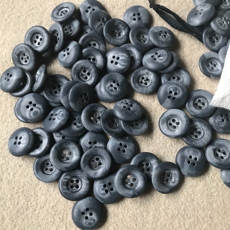 Vintage Matte Black and Gray Buttons Set of 12 Concave - Etsy