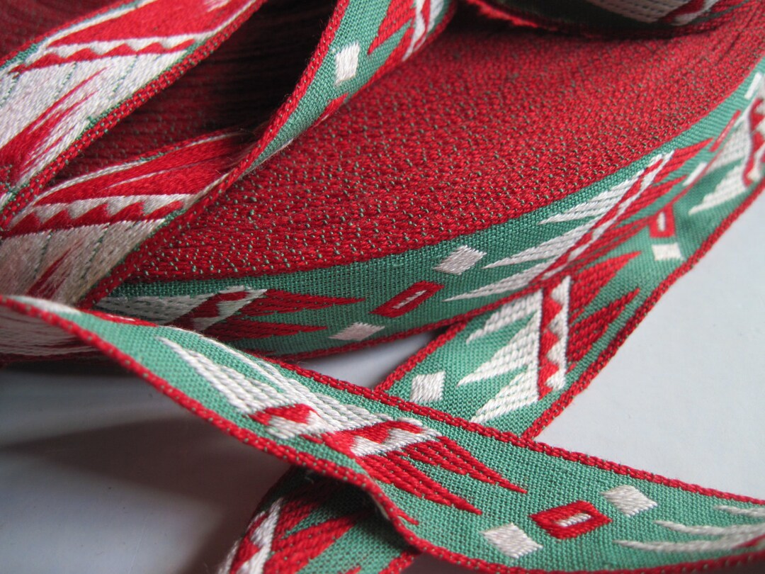 Vintage Southwestern Design Cotton Trim Red and Green 2 Yards, 5/8 ...