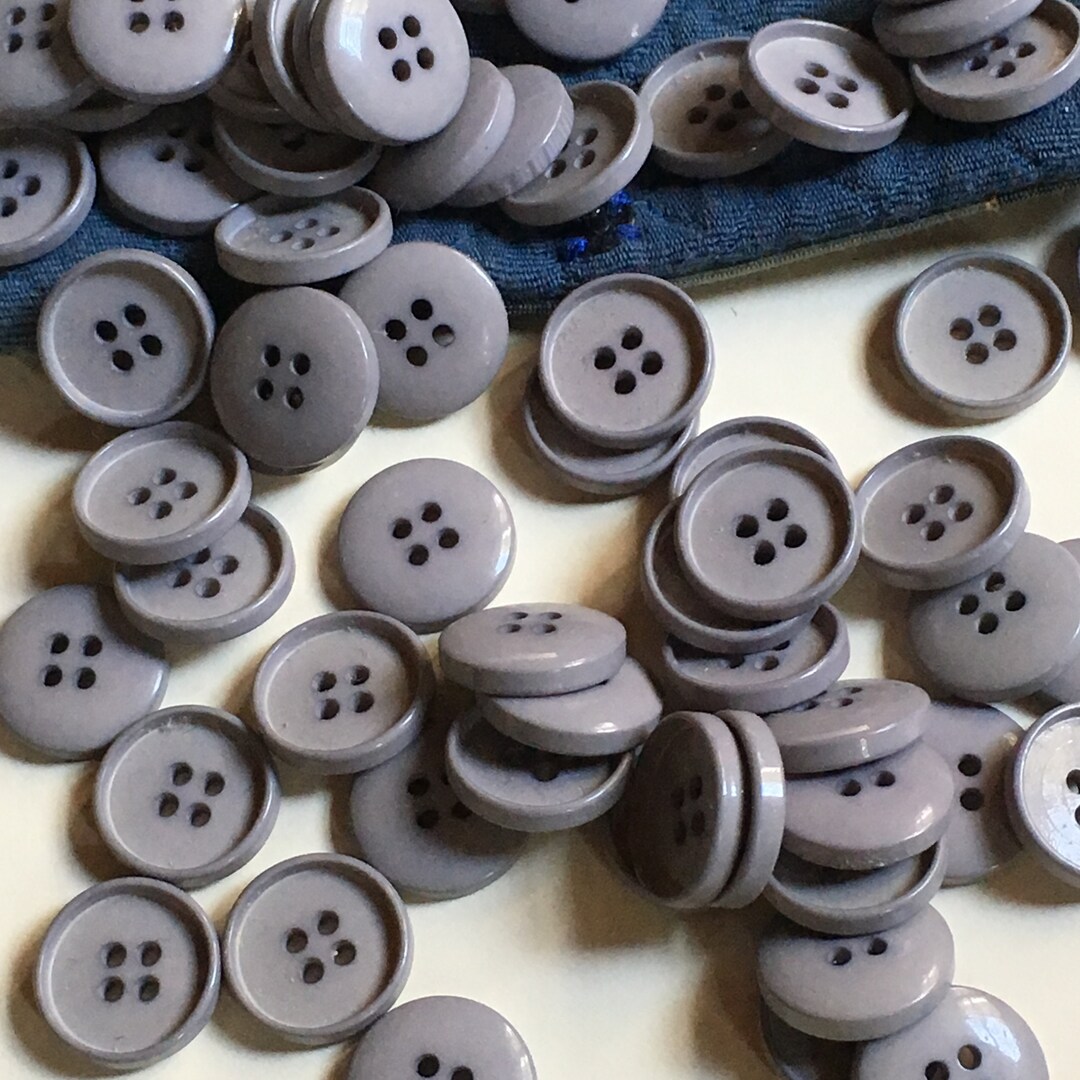 Small Gray Buttons With Prominent Edge, Vintage Set of 12, 5/8" in ...
