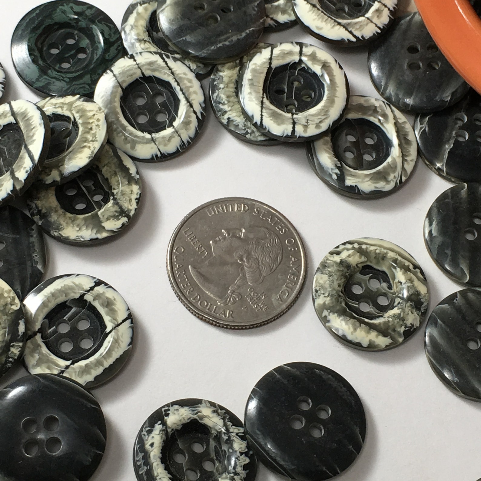 Vintage Black and Gray Striped Buttons Set of 10 Just over | Etsy