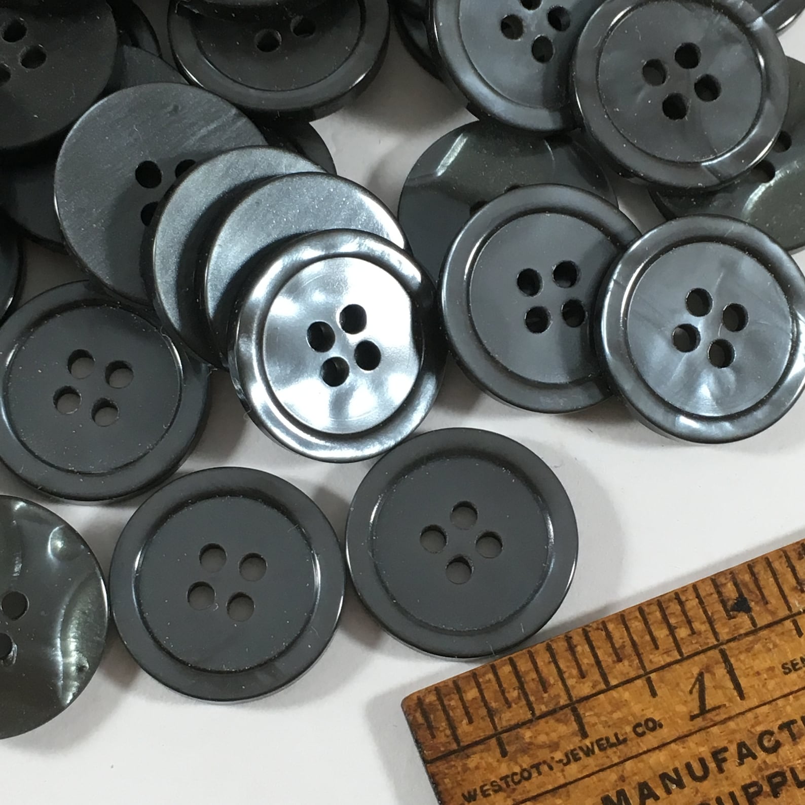 Shiny Vintage Medium Gray Buttons Set of 15 New Old Stock | Etsy