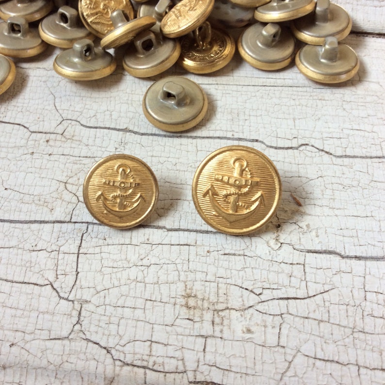 Nautical Gold Metal Button Anchor Button Small Uniform - Etsy