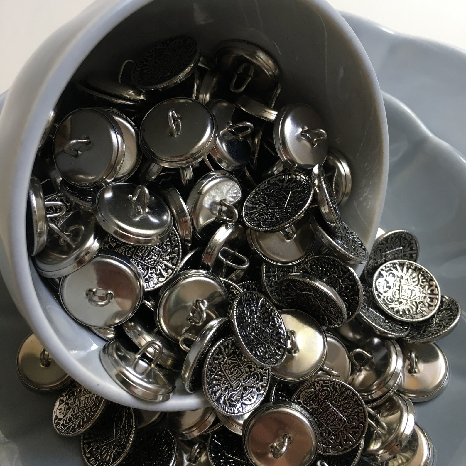 Small Silver and Black Metal Uniform Button Eagle and Crest | Etsy