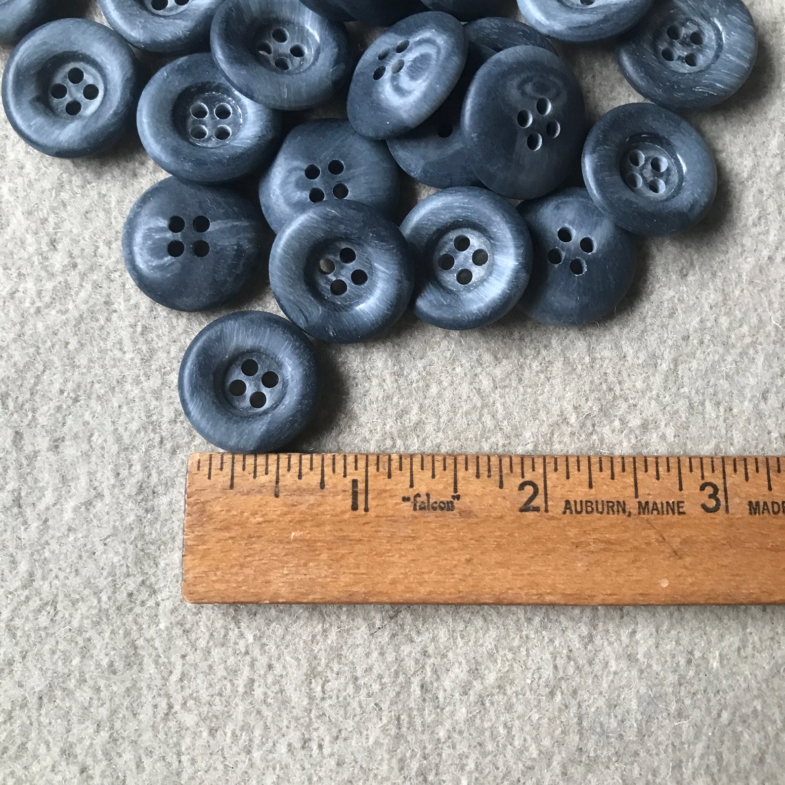 Vintage Matte Black and Gray Buttons Set of 12 Concave - Etsy