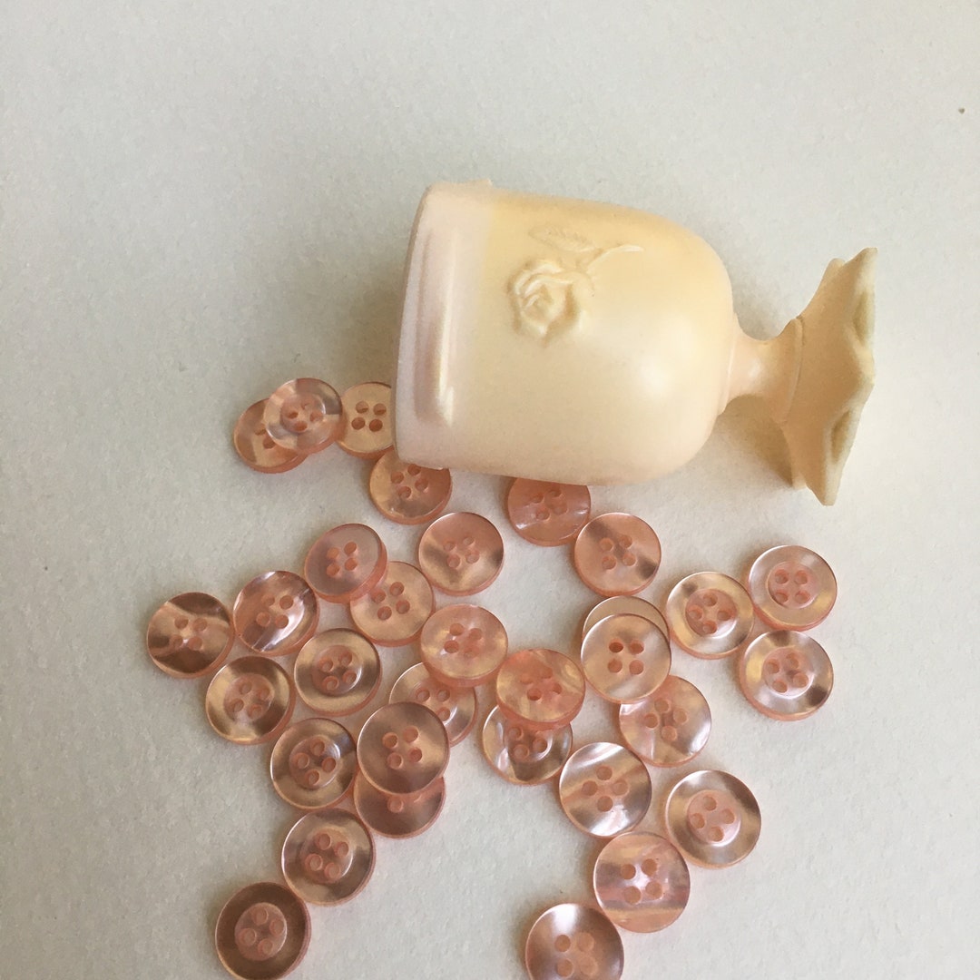 Shiny Light Peach Buttons, Set of 40, 7/16" in Diameter, Vintage ...