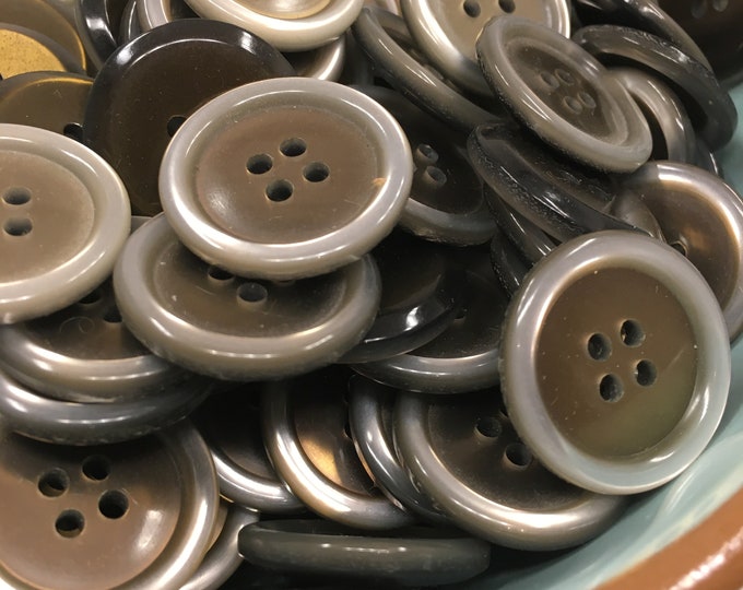 Shiny Light Brown Buttons With Taupe Rim, New Old Stock, Vintage 1970s ...