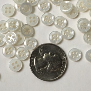 Small Shiny White Vintage Buttons, 5/16" in Diameter, Lot of 60, Idea ...