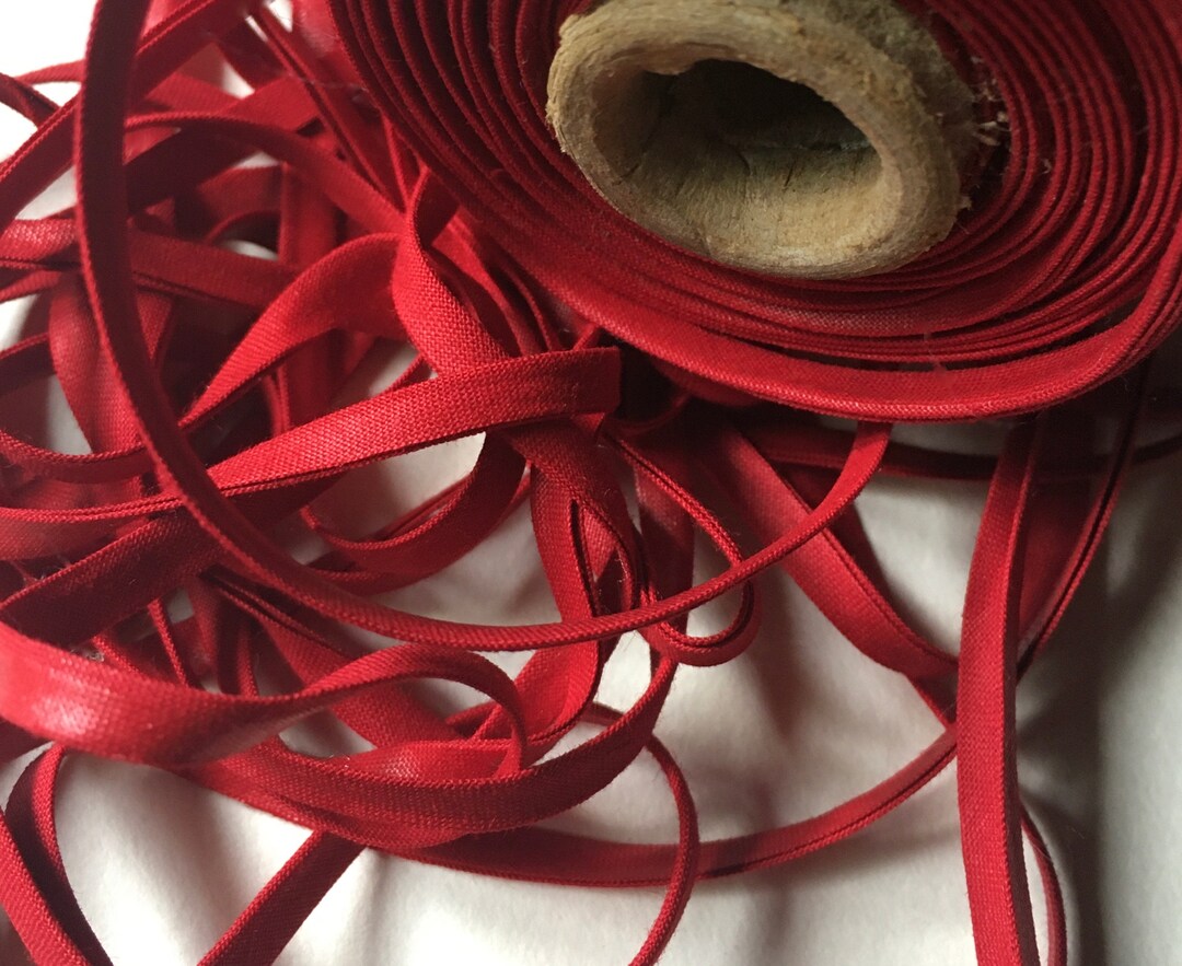 Vintage Narrow Red Bias Binding Tape, 4 Yards Long, 3/16