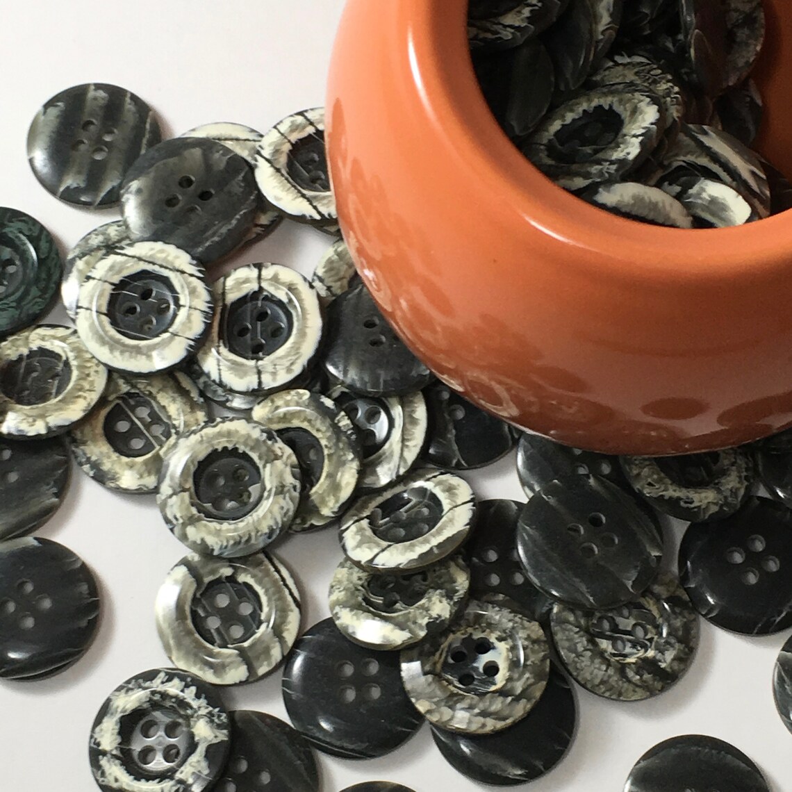 Vintage Black and Gray Striped Buttons Set of 10 Just over | Etsy